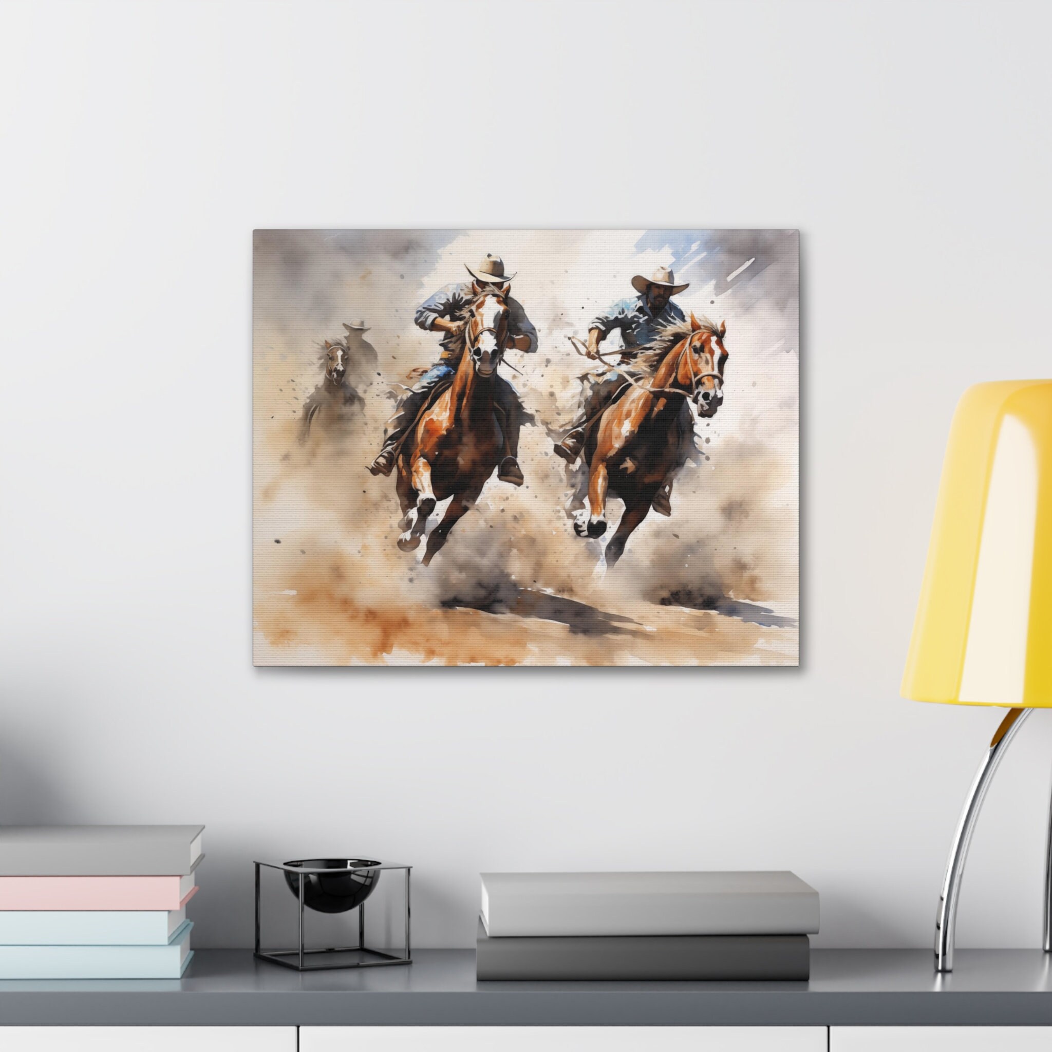 Rodeo Watercolor Printed on Canvas Unframed Wall Art Horse-lover Gift ...