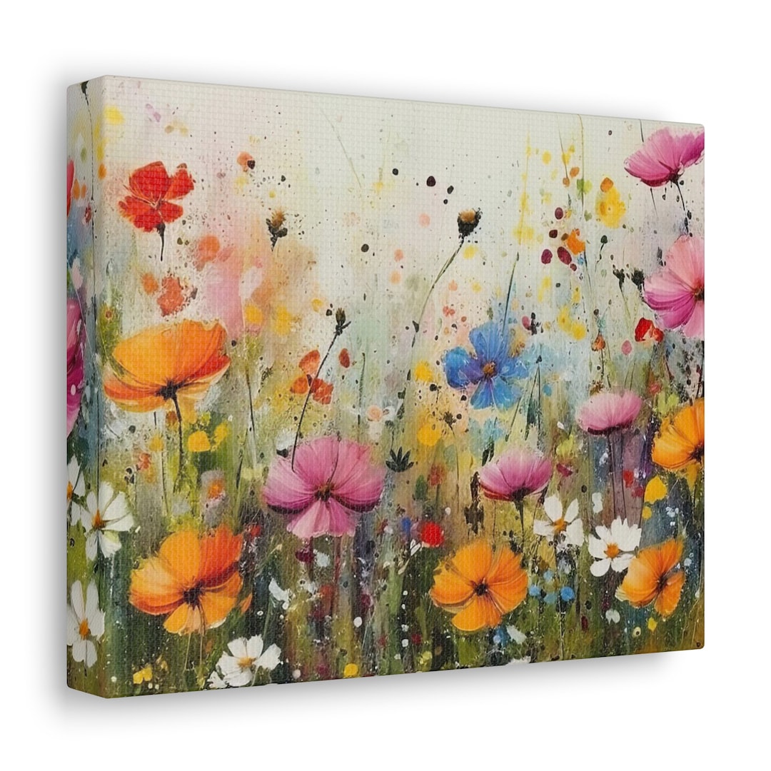 Wildflowers Canvas Wall Art Printed Sides Premium 100% Cotton Canvas 400gsm Home Decor for ...