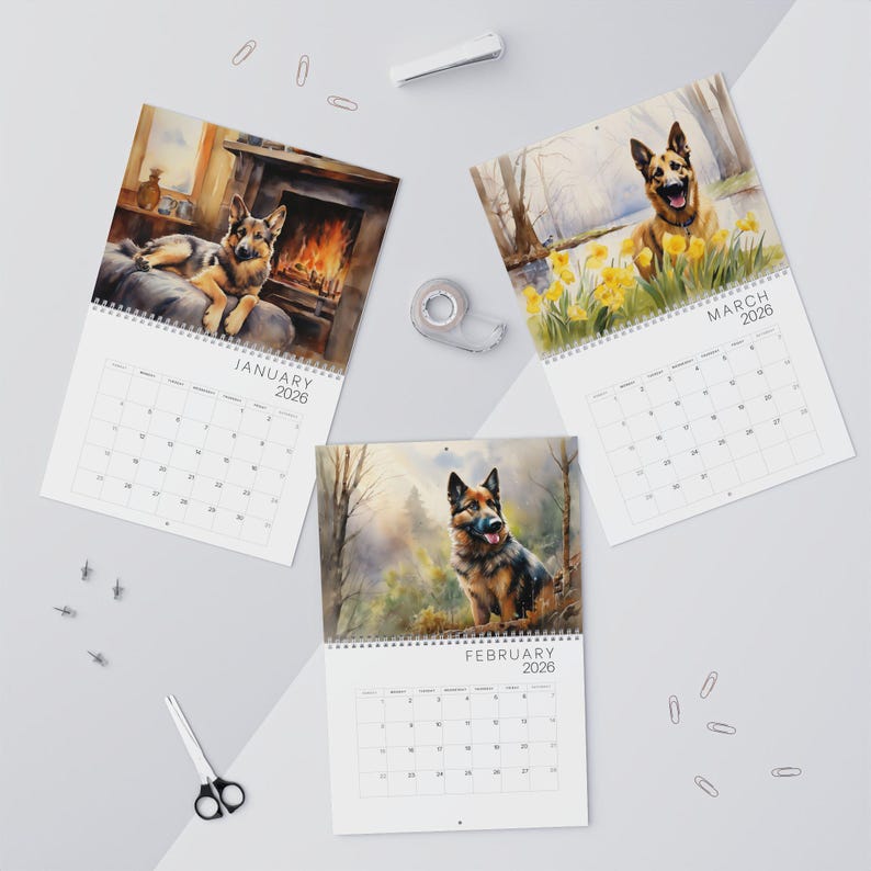 German Shepherd 2026 Wall Calendar - Features 12 Watercolors of ...