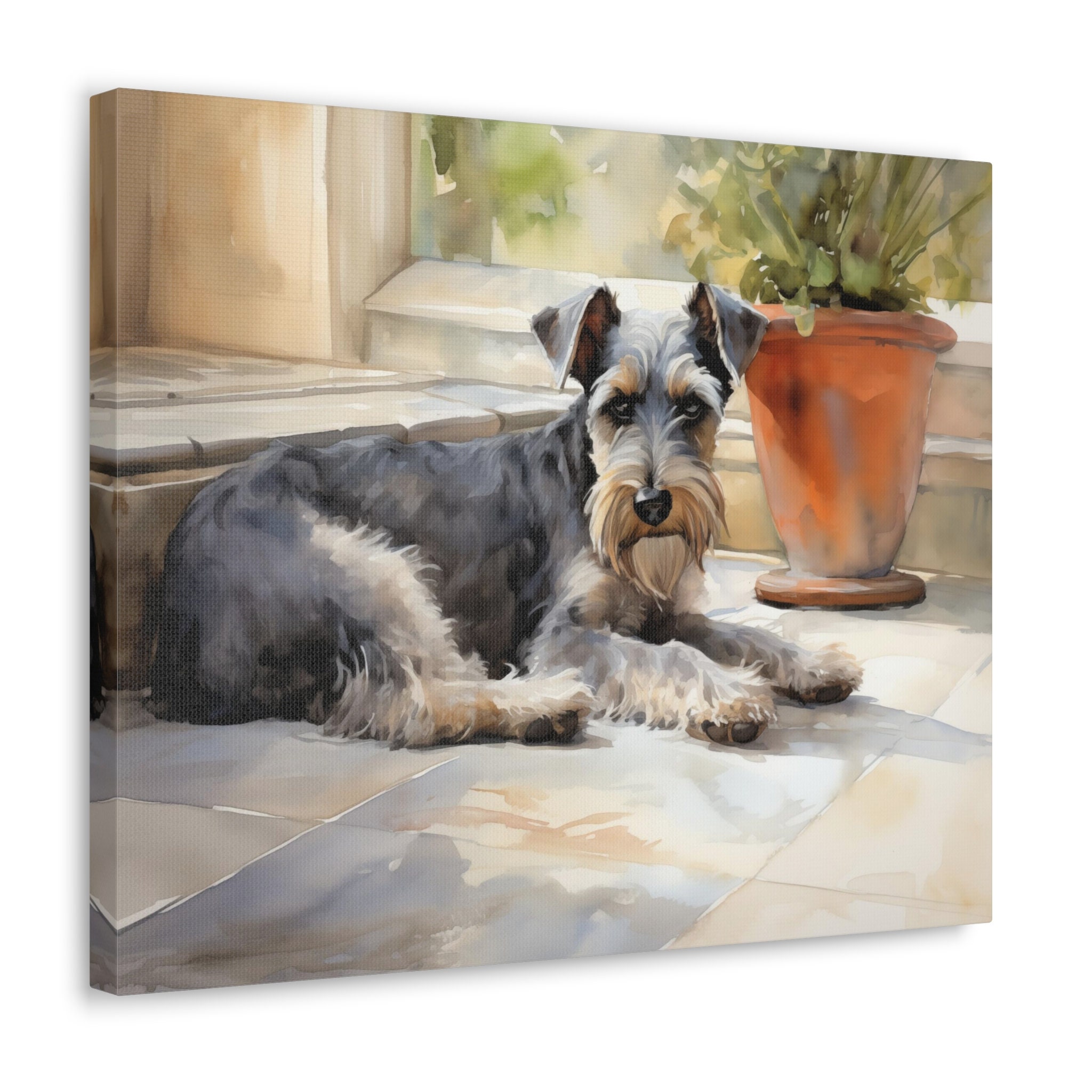 Miniature Schnauzer Wall Art Watercolor Printed on Unframed Canvas Gift ...
