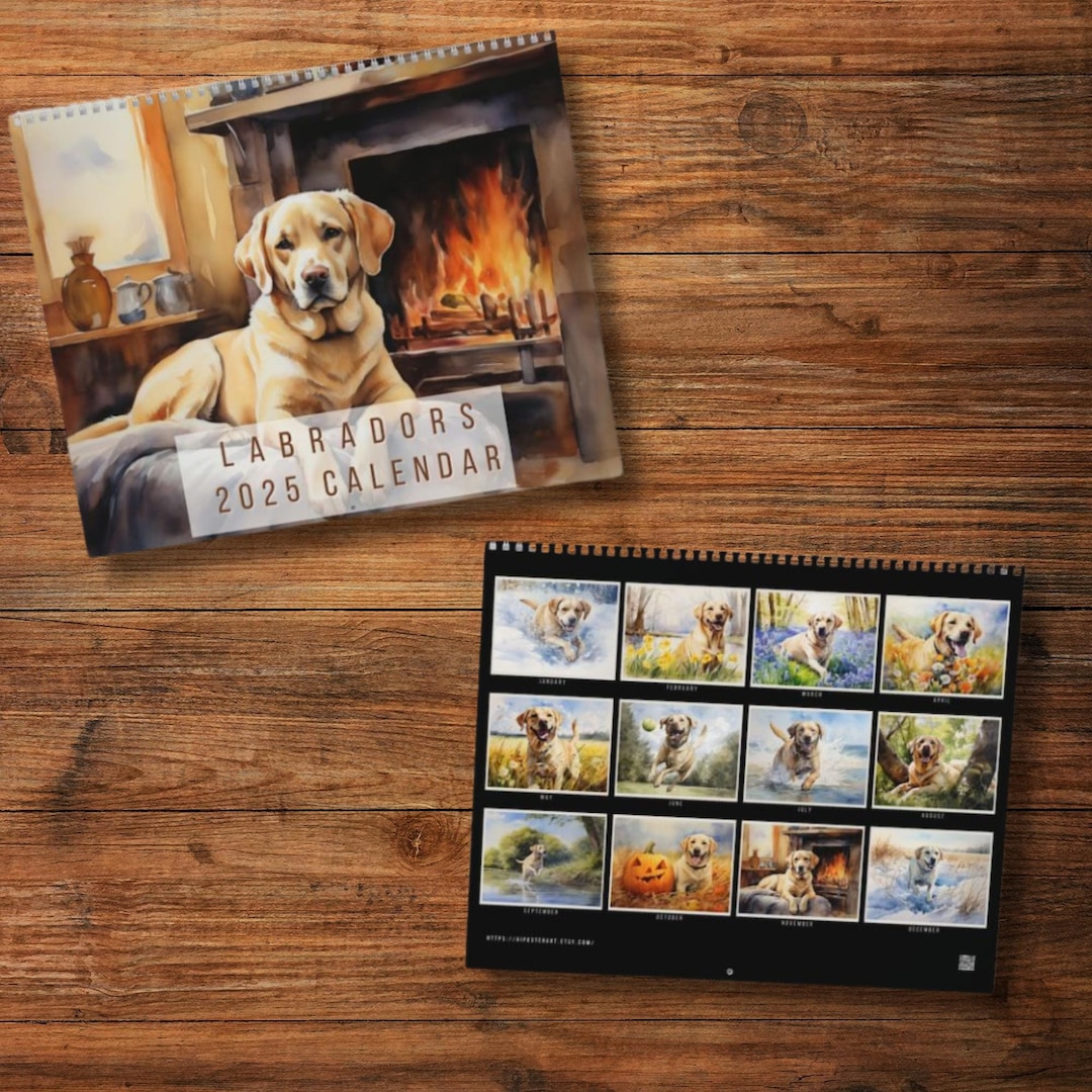 Watercolor Labradors Calendar - 2025 Wall Calendar Featuring 12 ...