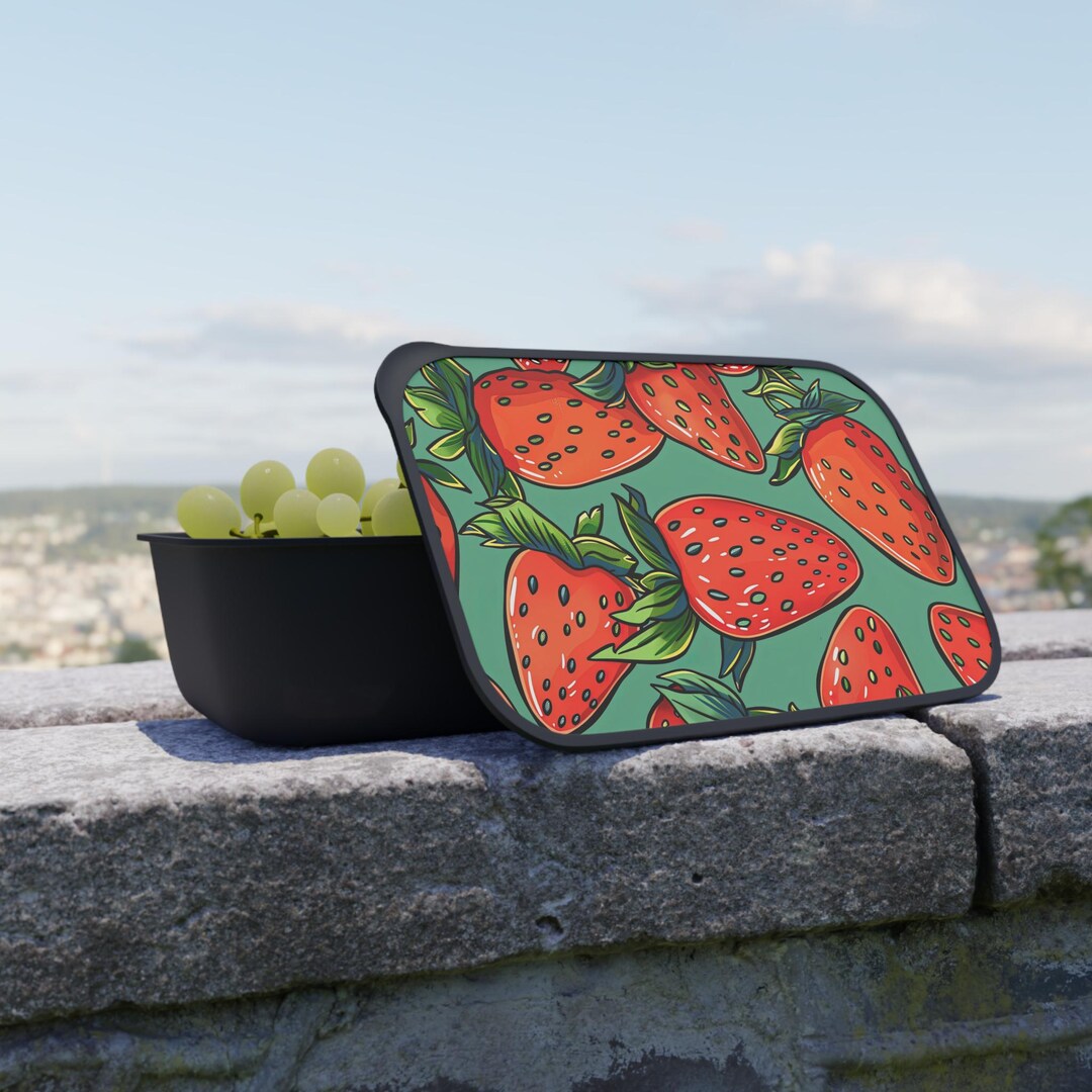 Pop-art Strawberries PLA Bento Box - Single-compartment Lunch Box With ...
