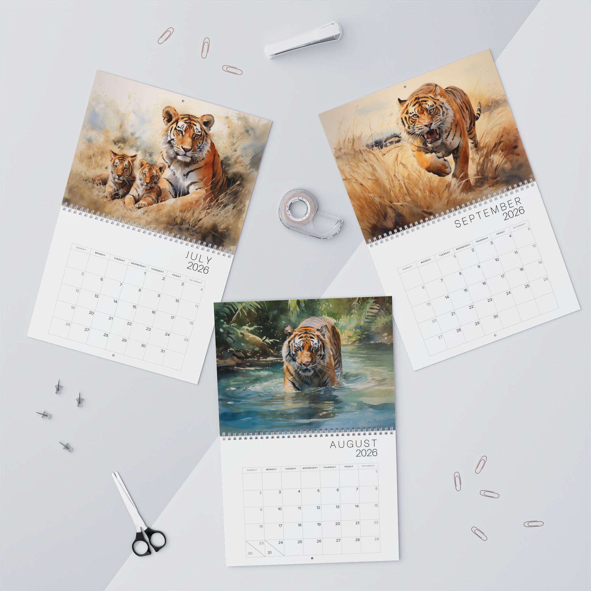 Tiger 2026 Wall Calendar - Hanging Wall Calendar Featuring 12 ...