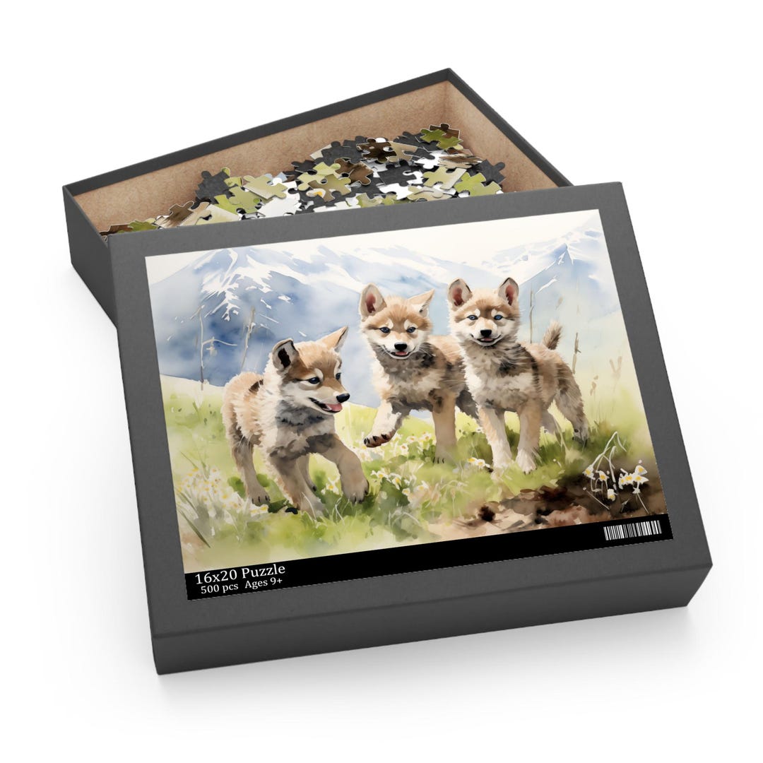 Wolf Cubs Jigsaw Puzzle (120, 252, 500-piece) - a Trio of Adorable Wolf ...