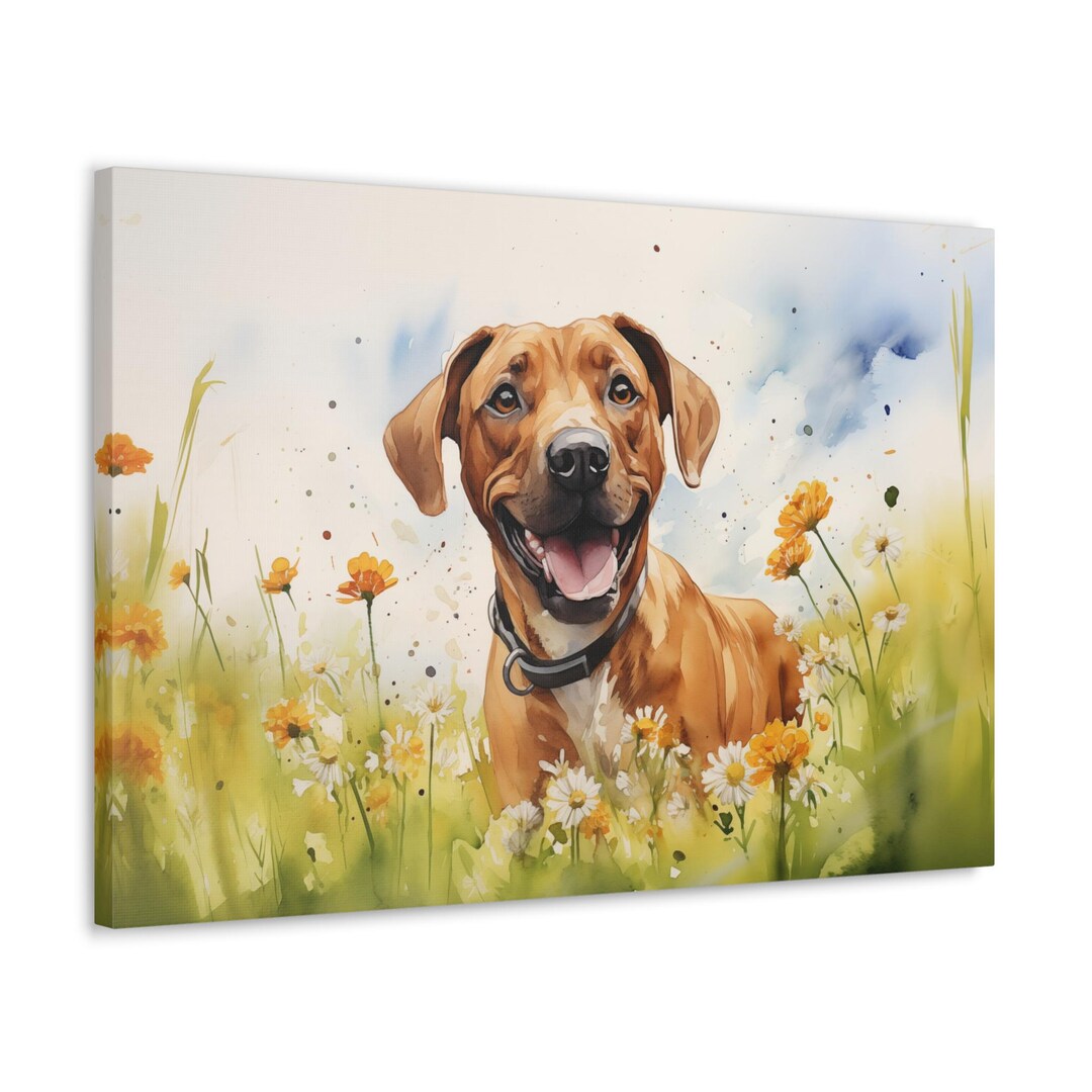 Rhodesian Ridgeback Watercolor Printed on Canvas - Frameless Wall Art ...