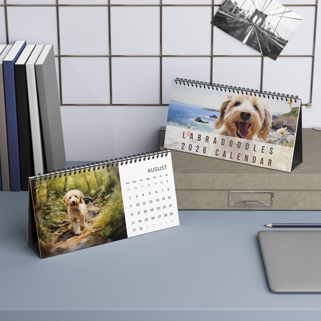 Labradoodle Desk Calendar - Desk Calendar With 12 Watercolors of ...