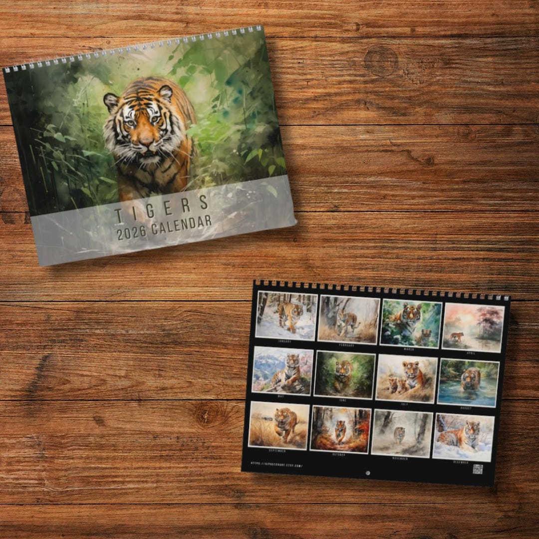 Tiger 2026 Wall Calendar - Hanging Wall Calendar Featuring 12 ...