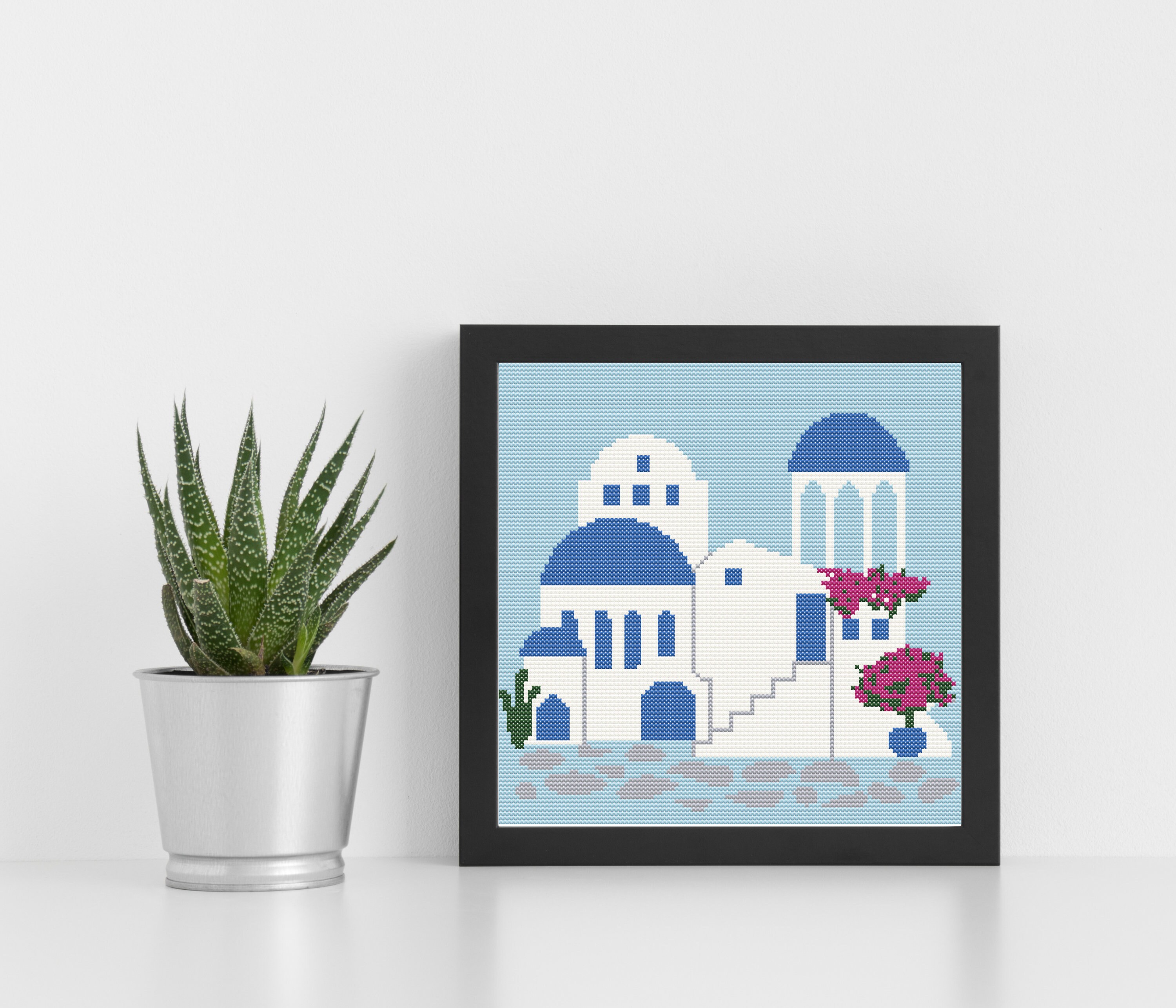 Santorini Greece Cross Stitch Pattern, Digital Download PDF DIY Pattern ...