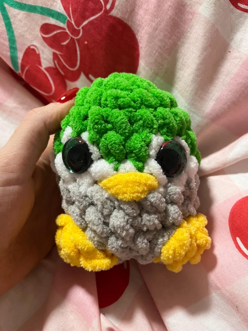 Handmade Green Crochet Penguin Plushie, Kawaii Amigurumi Stuffed Animal ...