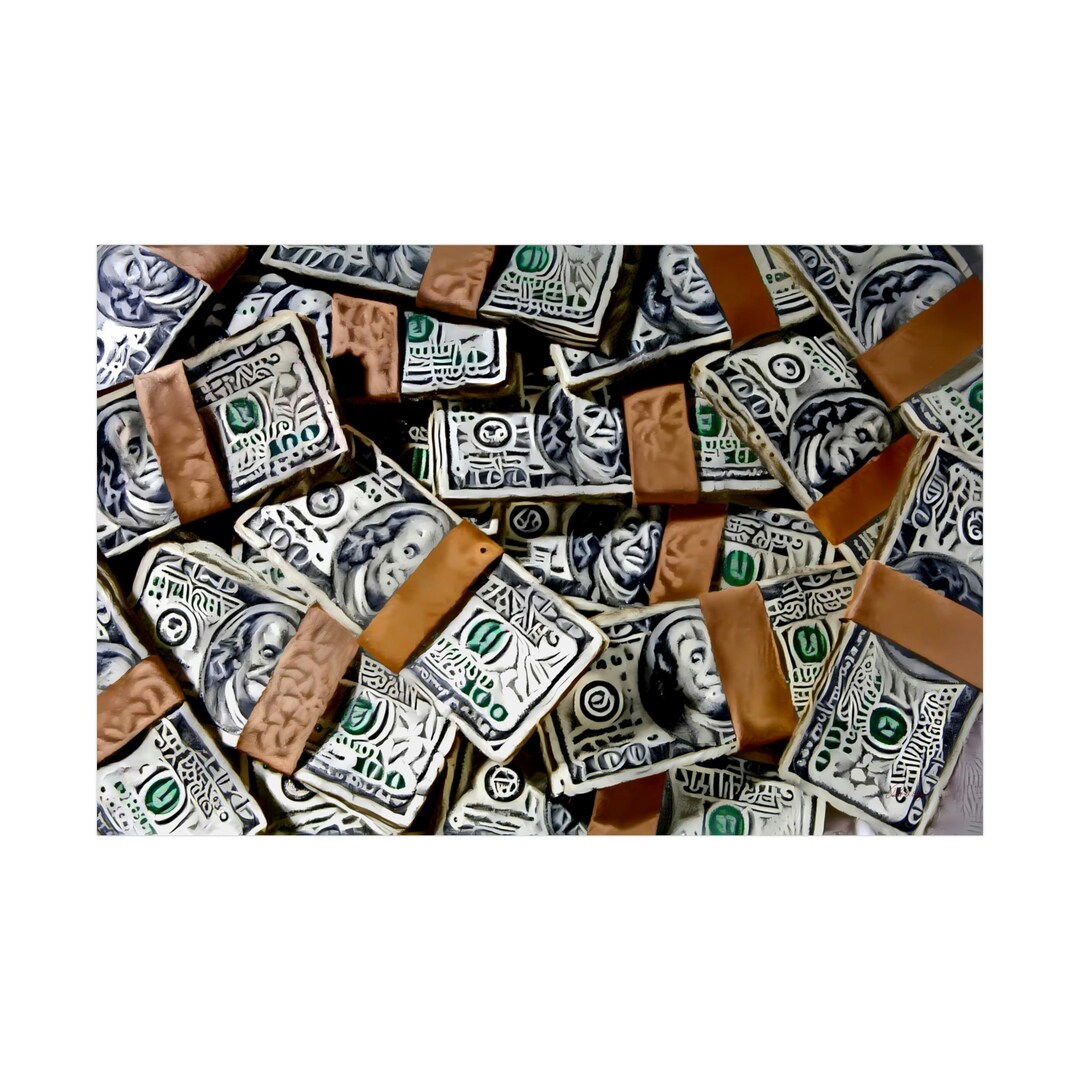 Benjamins Stacked Original Wall Art Abstract Poster Paper Prints Modern ...