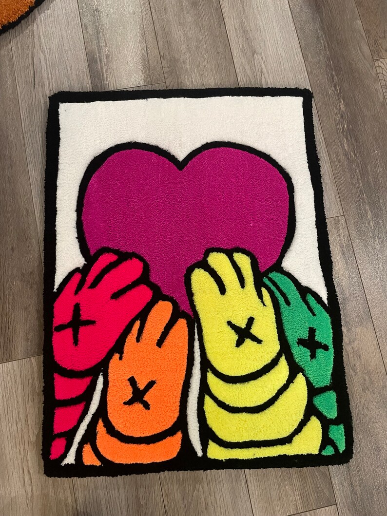 Handmade Custom Tufted Neon KAWS Rug - Etsy