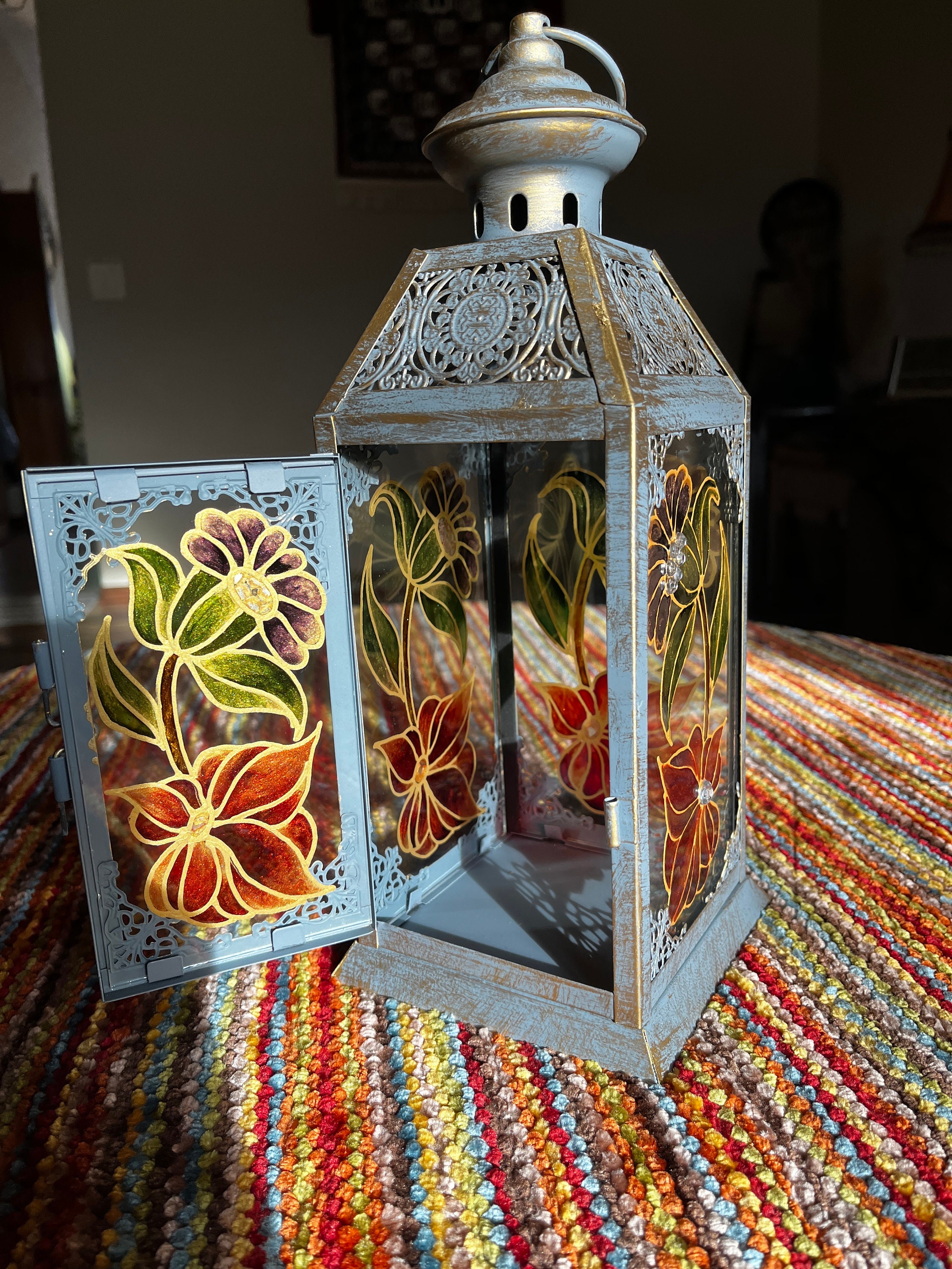 Stained Glass Lantern Set - Etsy