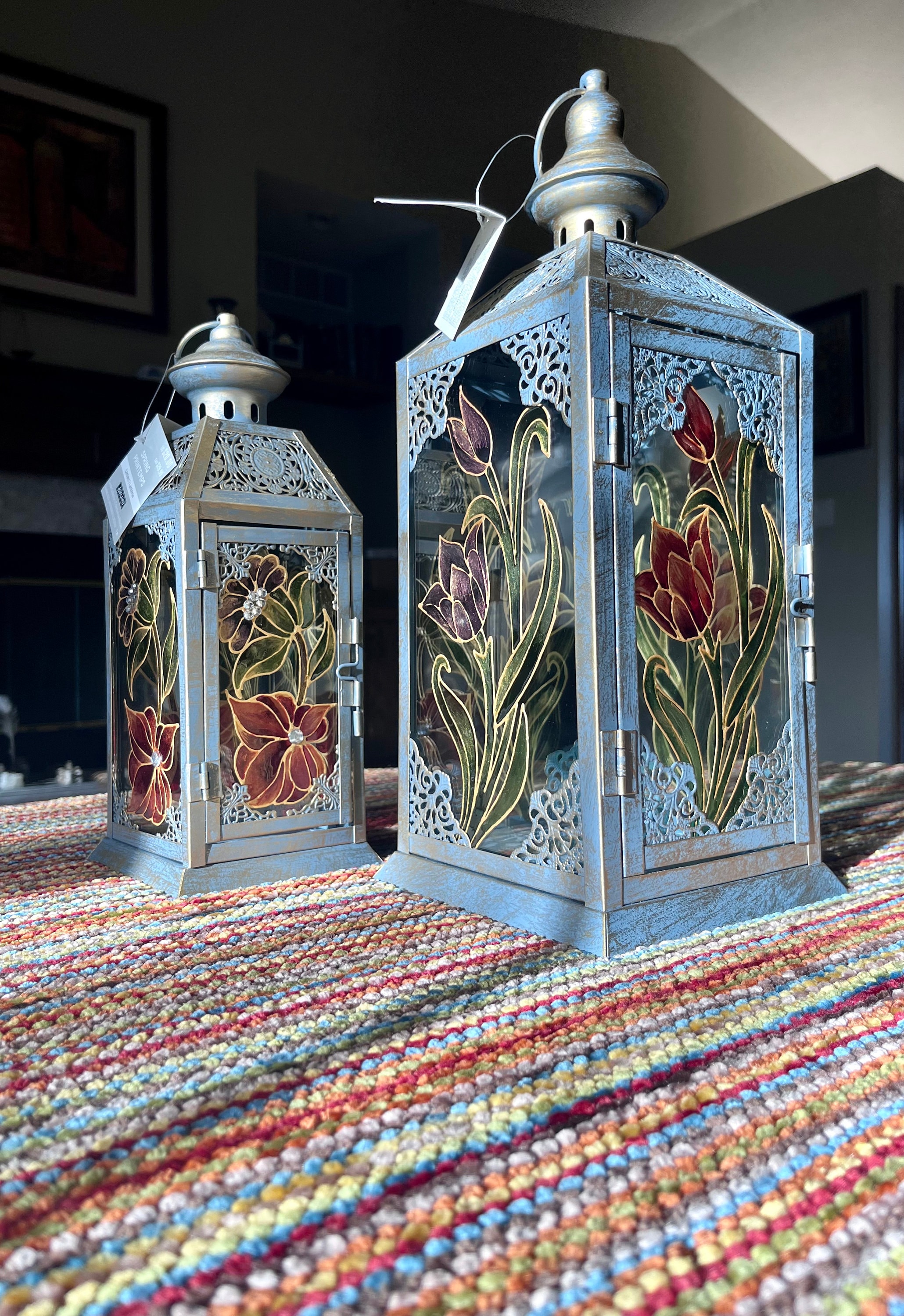 Stained Glass Lantern Set - Etsy