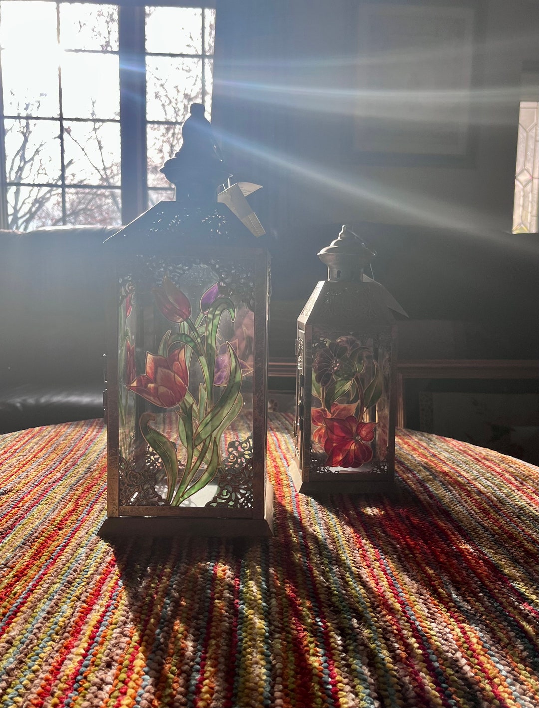 Stained Glass Lantern Set - Etsy