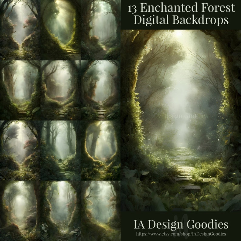 13 Enchanted Forest Digital Backgrounds, Fine Art, Fantasy, Fairytale ...