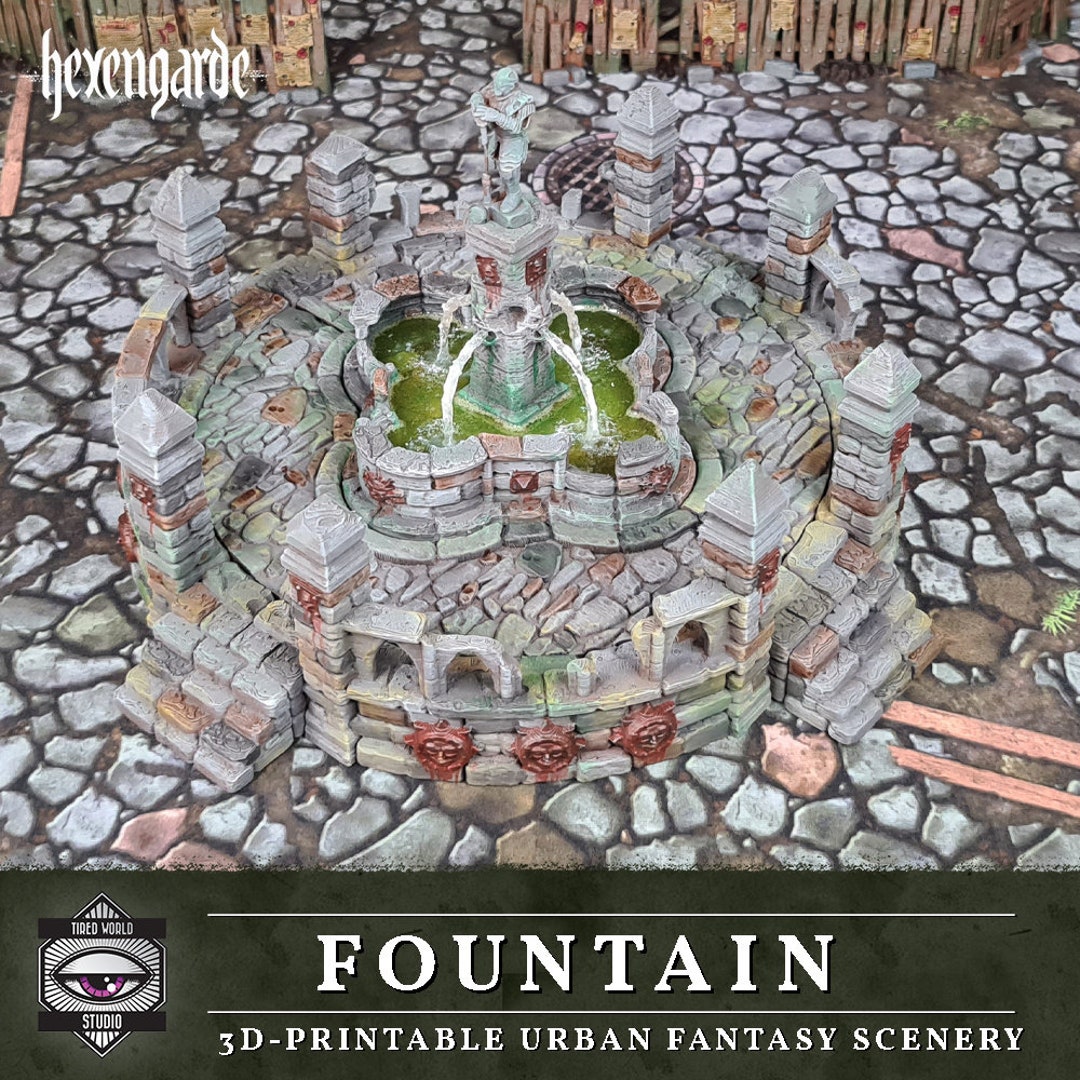 Hexengarde Fountain | Gothic Victorian Building Terrain | 3D Printed ...