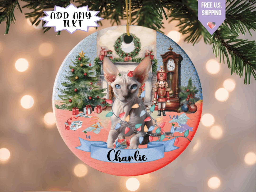 Custom Sphynx Cat Ornament – Personalized Cat Christmas Ornament, Gift ...