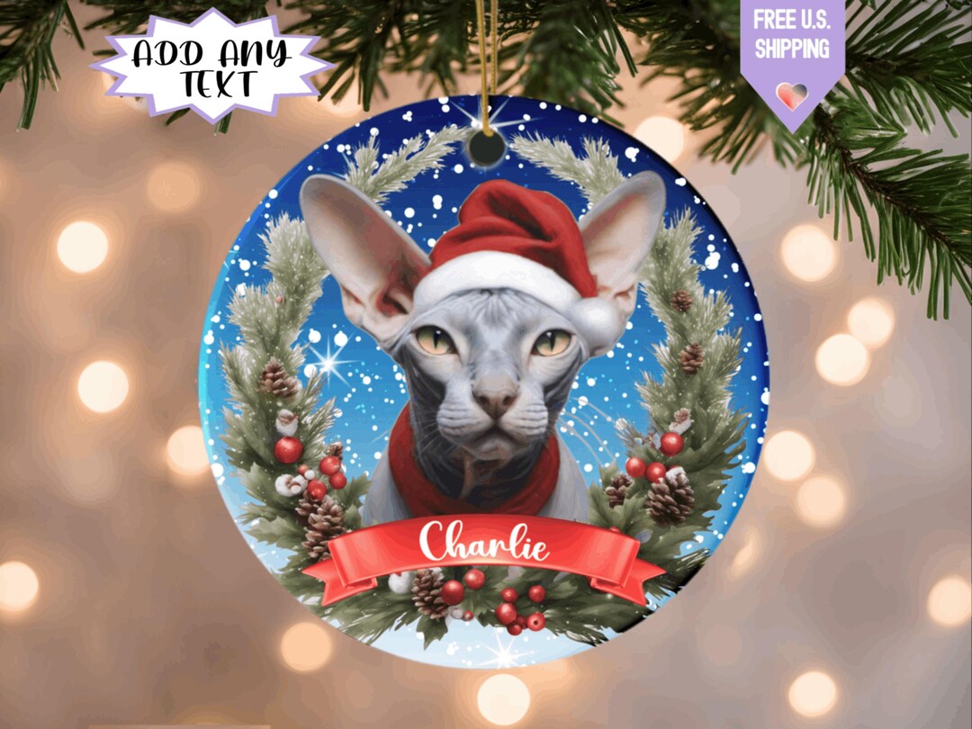 Custom Sphynx Cat Ornament – Personalized Cat Christmas Ornament, Gift ...