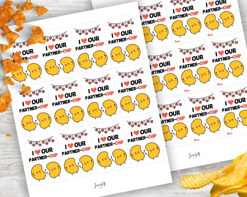 Printable I Love Our Partner-chip Gift Tag, Cute Potato Chips Tag ...