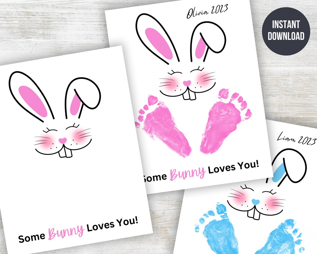 Printable Some Bunny Loves You Kids' Footprint Keepsake, Easter DIY ...