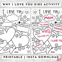 Why I Love You Printable, Activity for Kids, Valentines Day Gift From ...