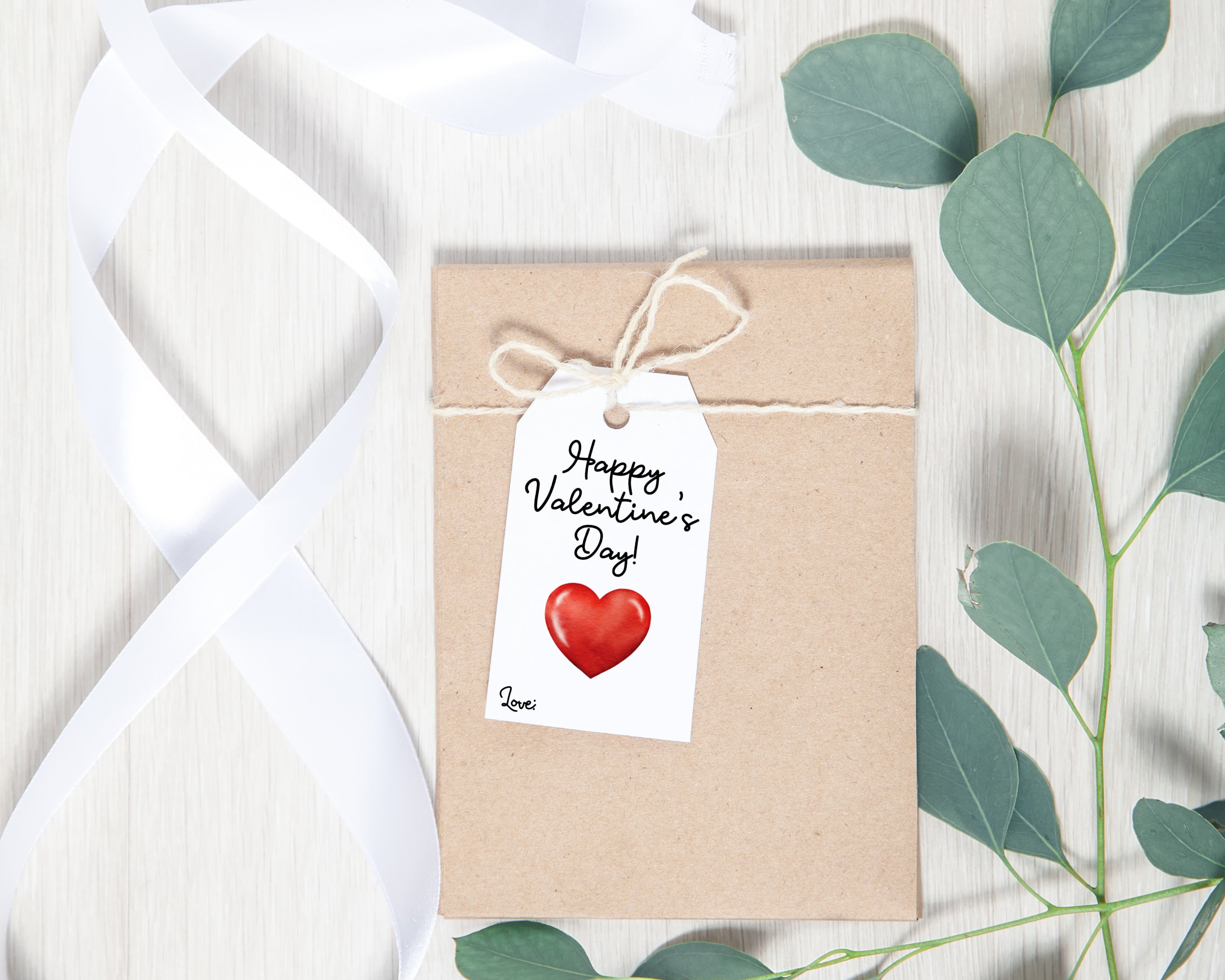 Printable Cute Valentine's Day Gift Tags, Watercolor Pink and Red ...