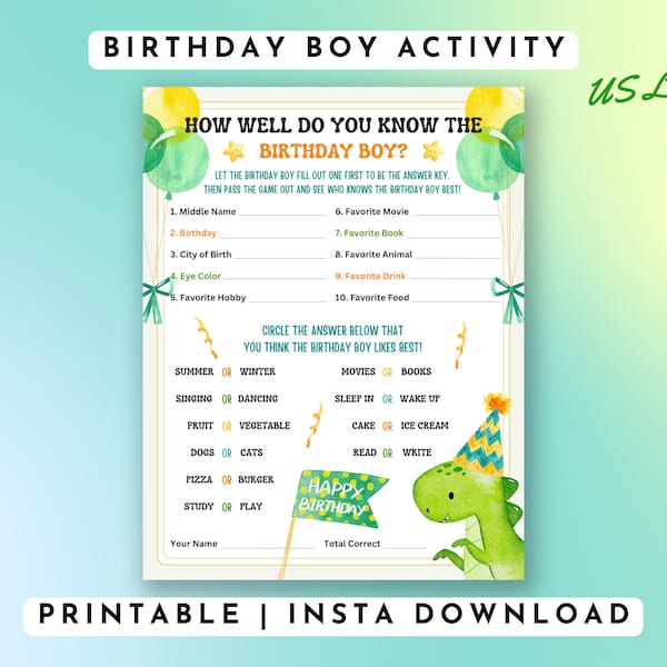 Dinosaur Party Game - Etsy