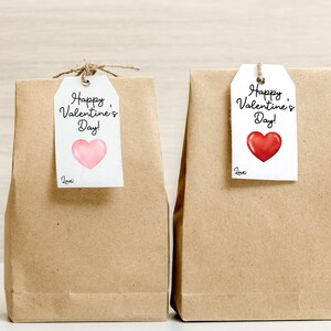 Printable Cute Valentine's Day Gift Tags, Watercolor Pink and Red ...