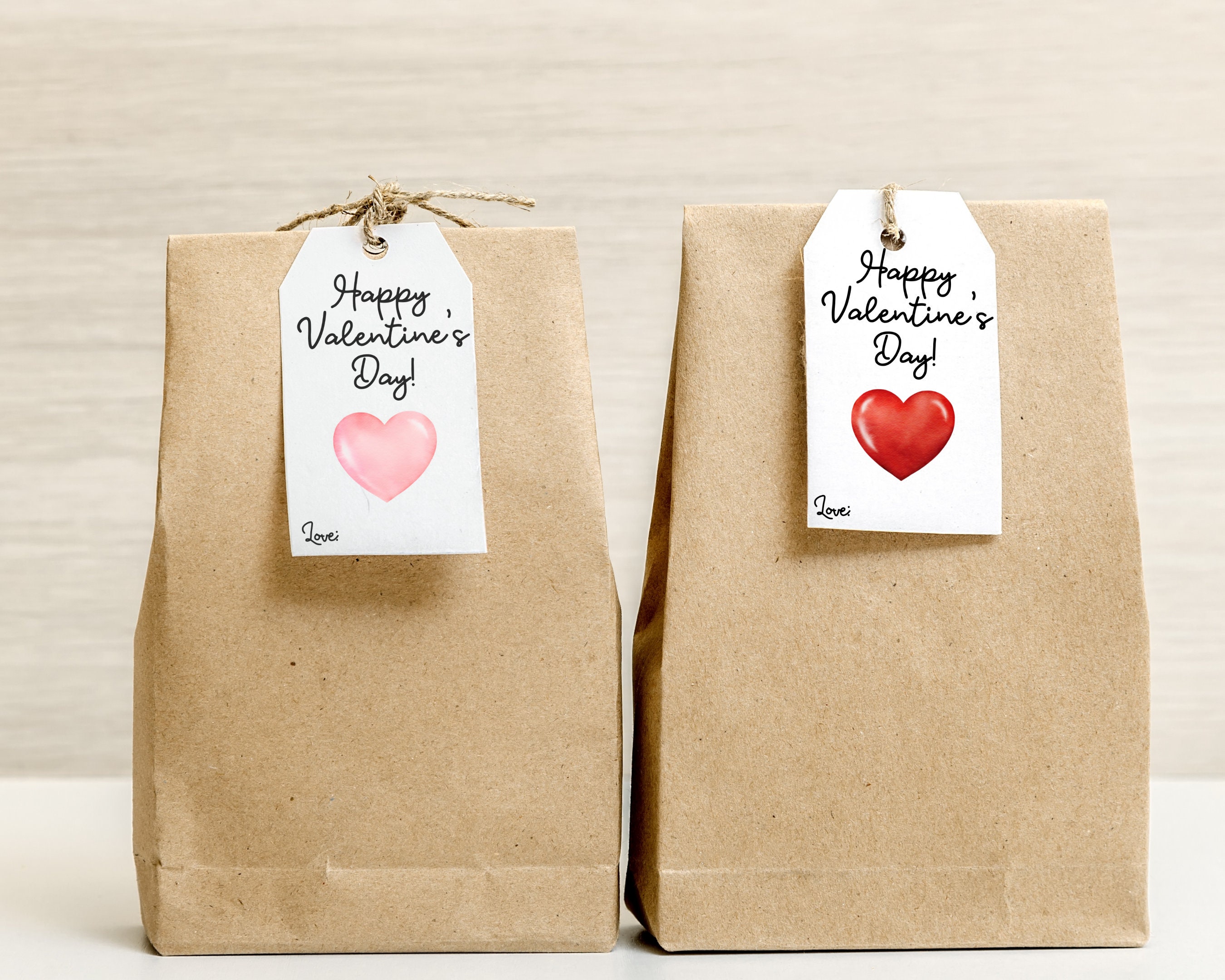 Printable Cute Valentine's Day Gift Tags, Watercolor Pink and Red ...