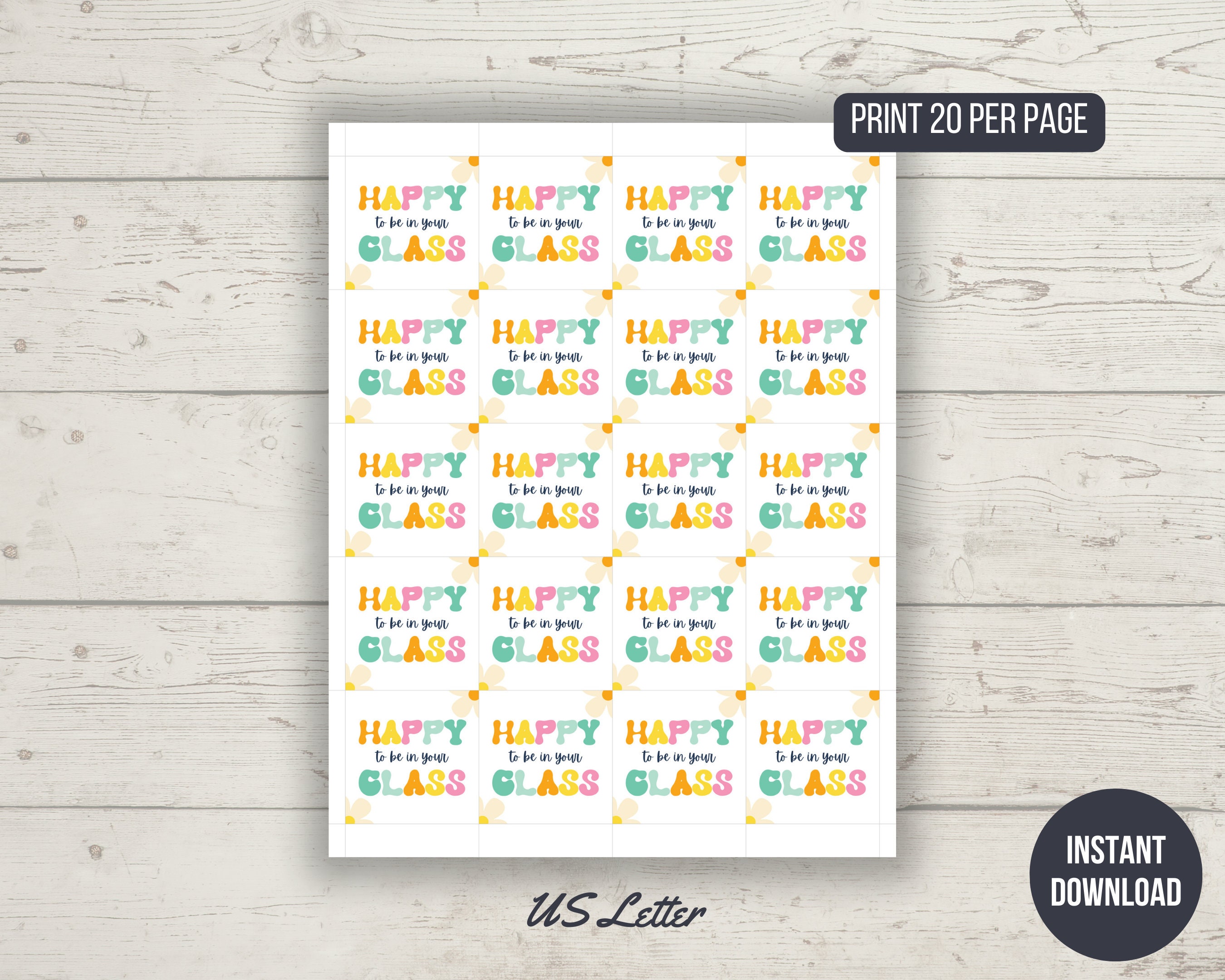 Printable Happy to Be in Your Class Gift Tag, Groovy Back to School Tag ...