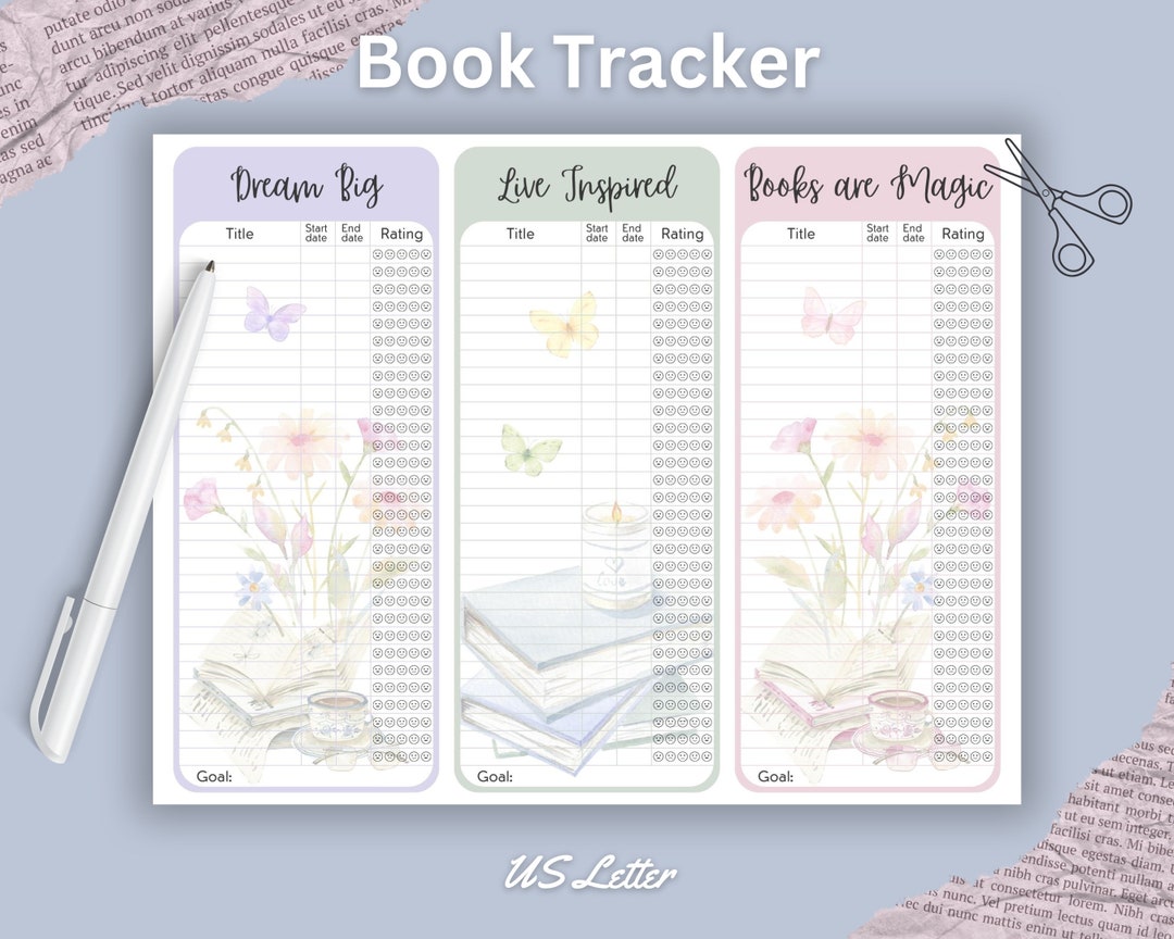 Printable Book Tracker Bookmark, Reading Log Bookmark, Reading Tracker ...
