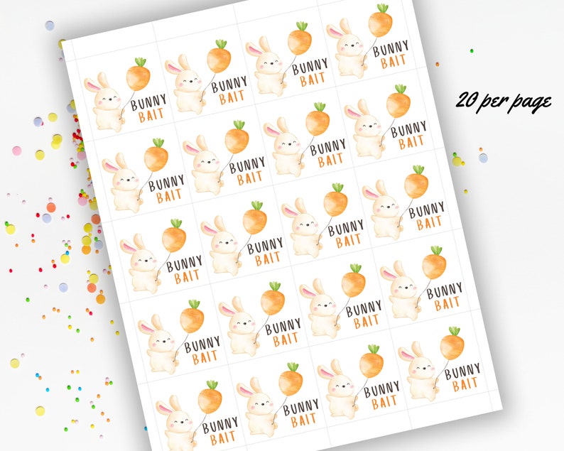Printable Bunny Bait Gift Tag, Easter Cookie Tag, Happy Easter Pastel ...