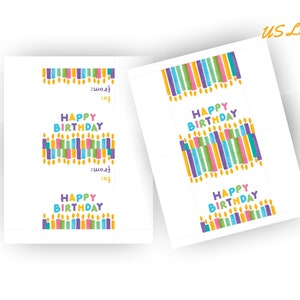 Printable Happy Birthday Treat Bag Toppers, Birthday Party Candle Candy ...