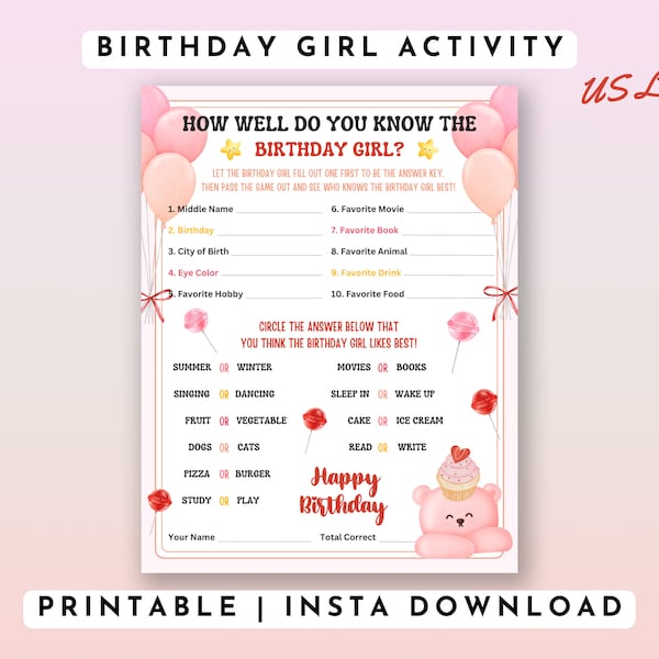 40th Birthday Questionnaire - Etsy