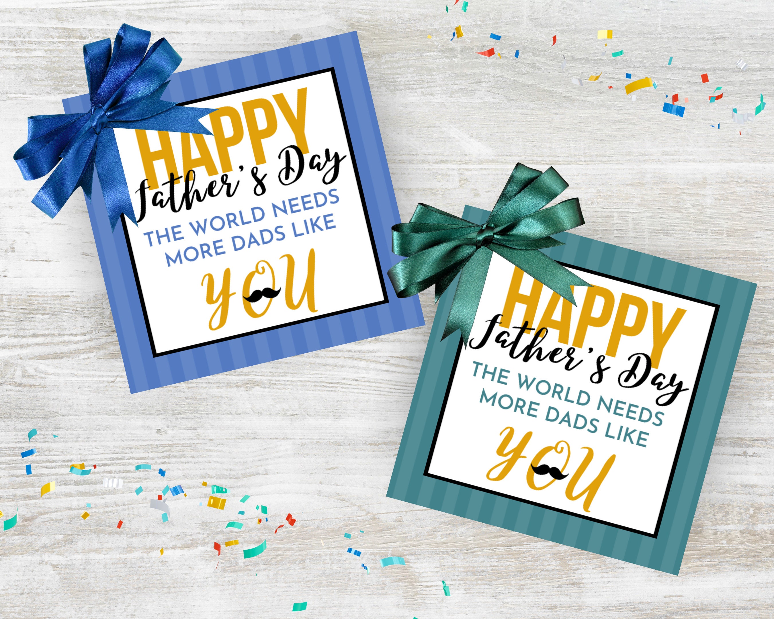 Printable Happy Father's Day Gift Tag, 2 and 2.5 Square Cookie Tag ...