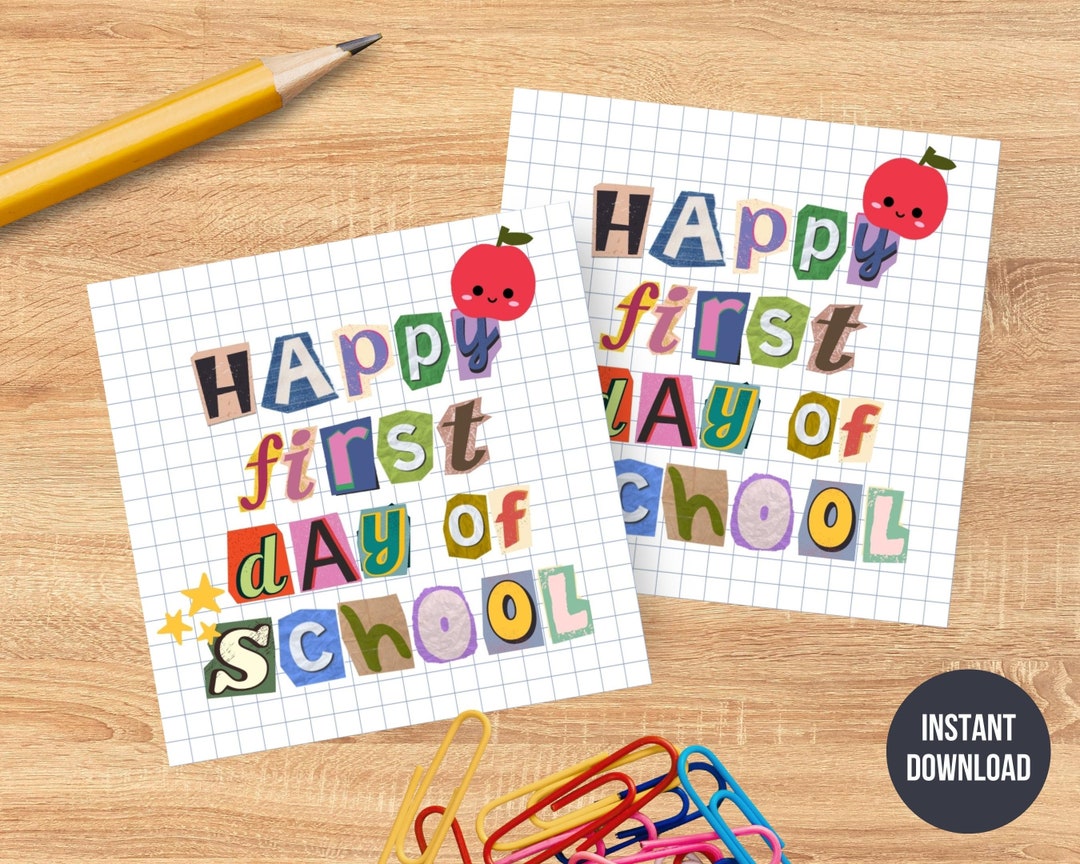 Printable Happy First Day of School Gift Tag, Back to School Tag, 2"x2 ...