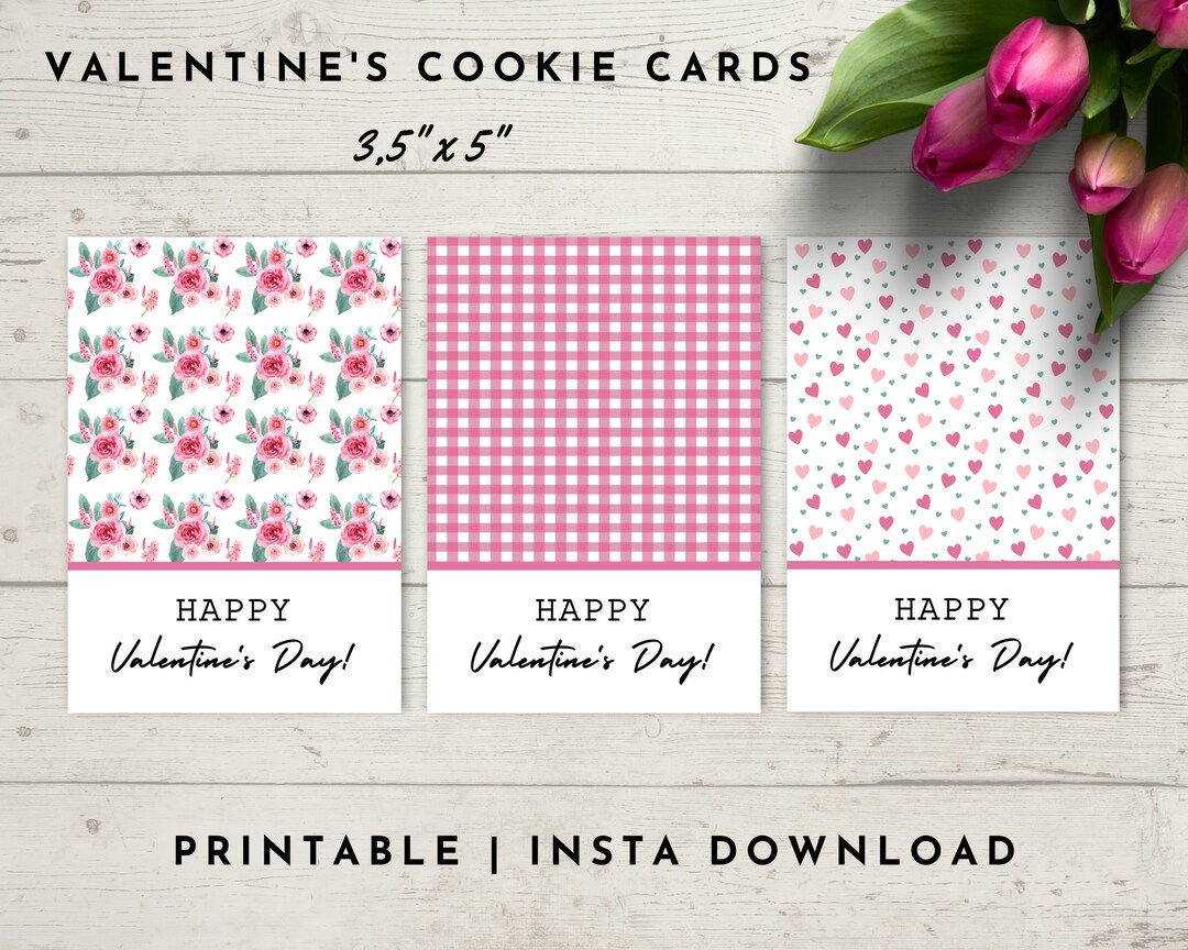 Valentine's Day Mini Cookie Card, Printable Mini Cookie Card, Printable ...