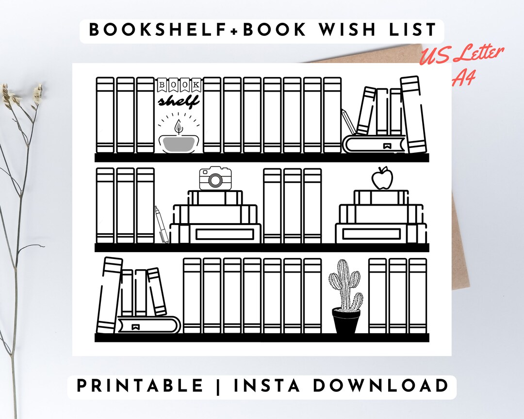 Printable Bookshelf, Book Wish List, Bookshelf Tracker for Reading ...
