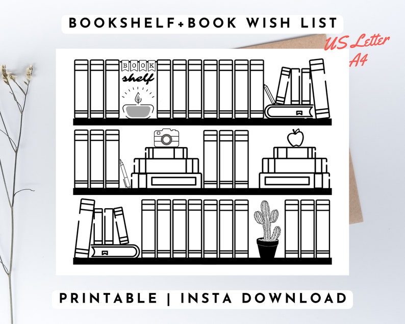 Printable Bookshelf, Book Wish List, Bookshelf Tracker for Reading ...