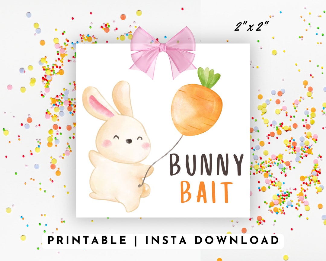 Printable Bunny Bait Gift Tag, Easter Cookie Tag, Happy Easter Pastel ...