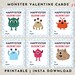 Kids Monster Valentines Day Cards, Happyster Valentines Day, Printable ...