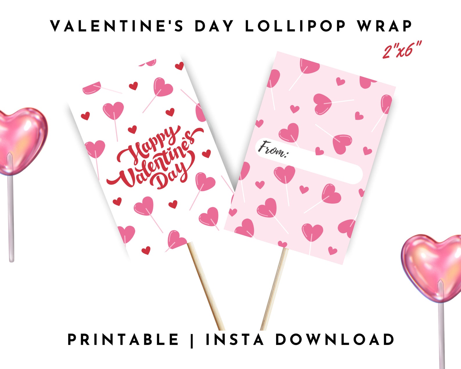 Printable Valentine's Day Lollipop Wrap, Kids Printable Valentine ...
