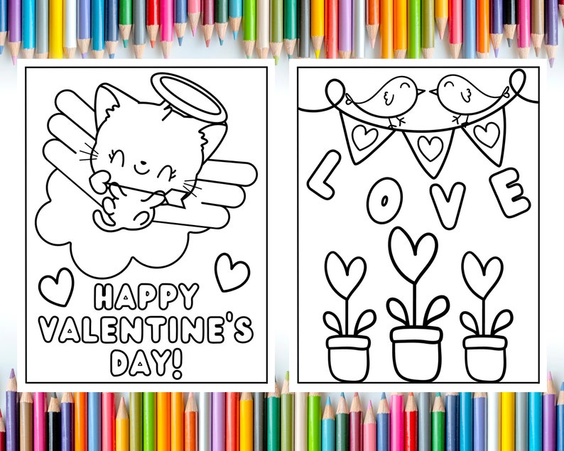 Printable Happy Valentine's Day Coloring Pages for Kids, Valentine's ...