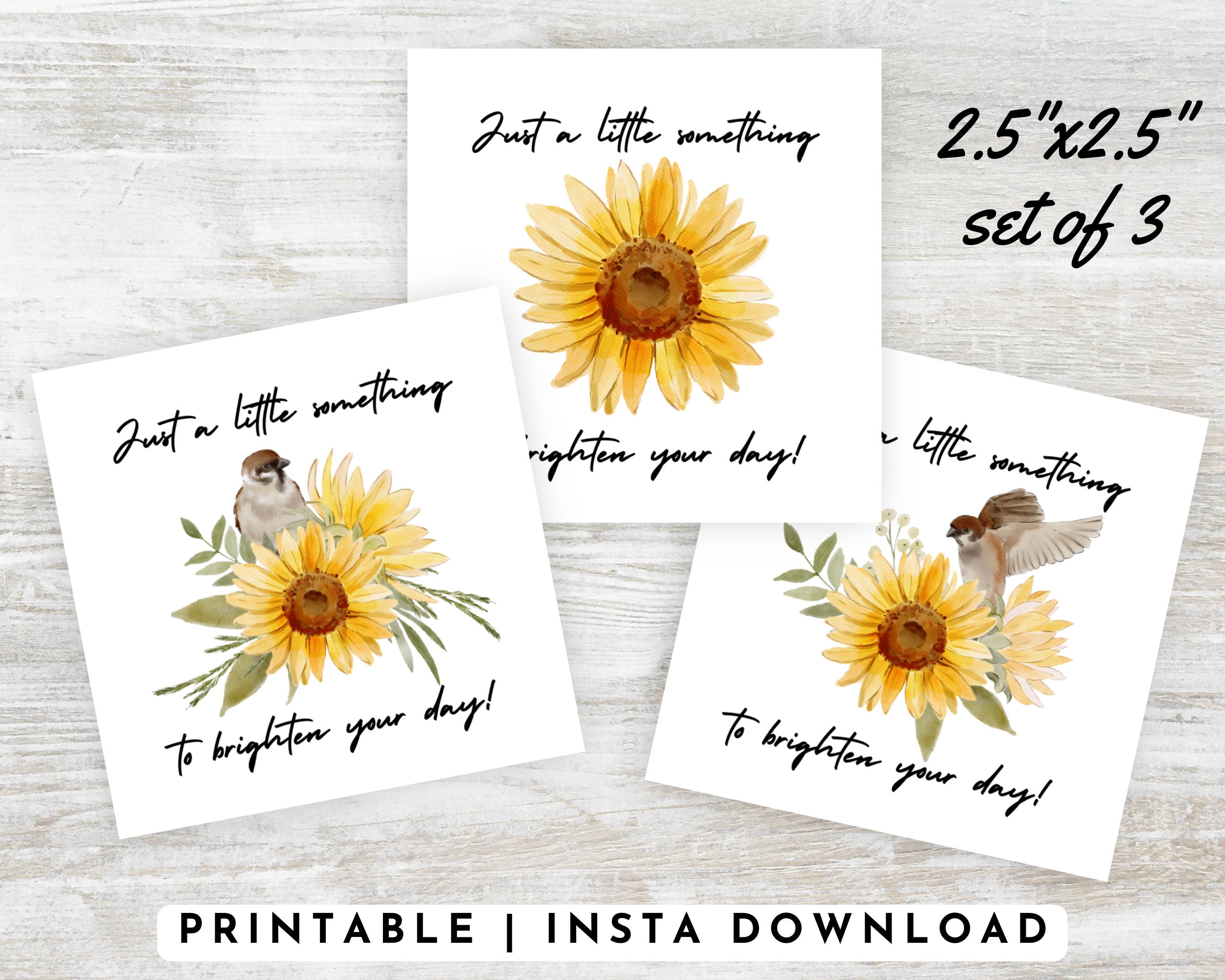 Printable Something to Brighten Your Day Gift Tag, Sunflower Square Tag ...