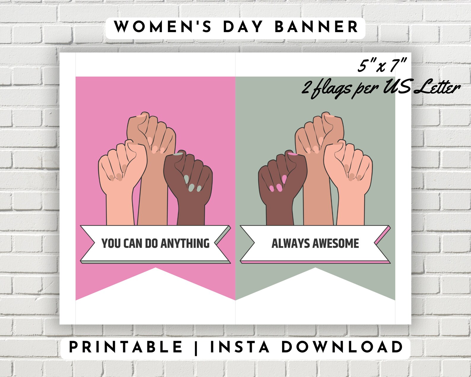Printable Happy Women's Day Banner, International Women's Day Banner ...