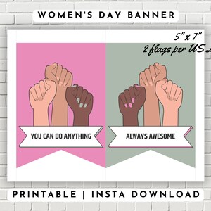 Printable Happy Women's Day Banner, International Women's Day Banner ...