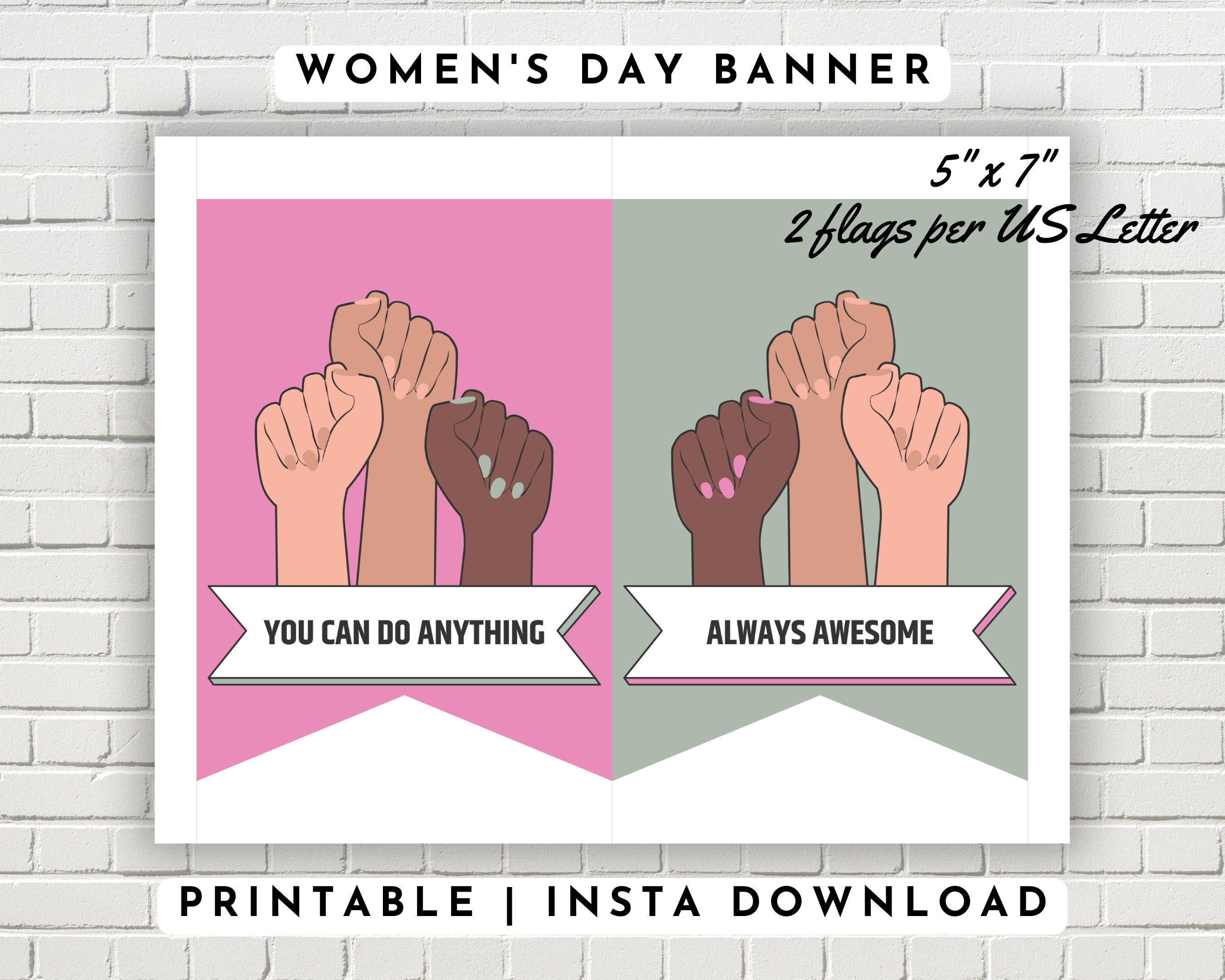 Printable Happy Women's Day Banner, International Women's Day Banner ...