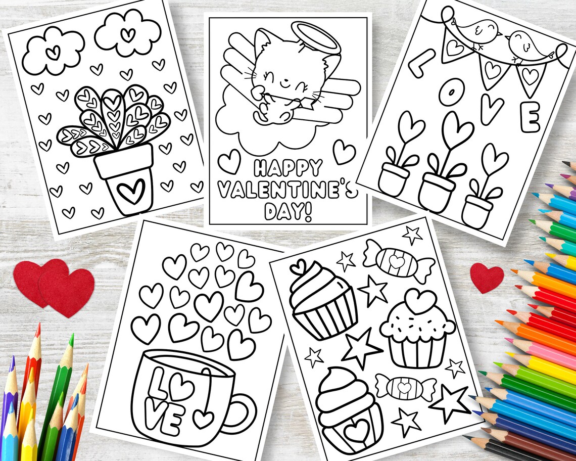 Printable Happy Valentine's Day Coloring Pages for Kids, Valentine's ...