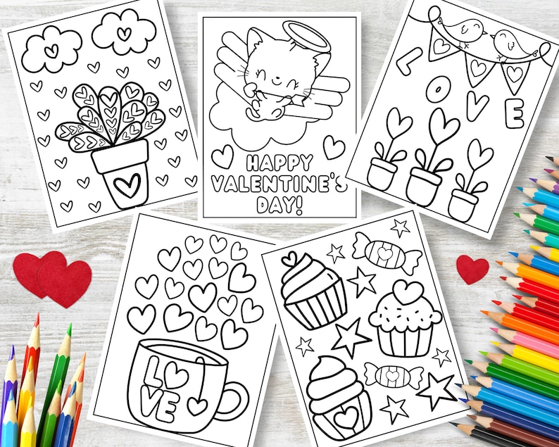 Printable Happy Valentine's Day Coloring Pages for Kids, Valentine's ...