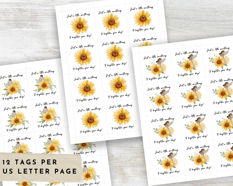 Printable Something to Brighten Your Day Gift Tag, Sunflower Square Tag ...